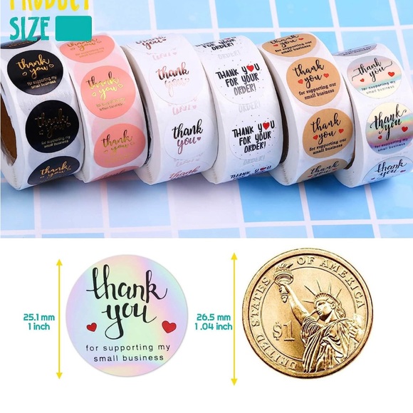 Other | 150pcs 1inch Thank You Stickers Small Business 3 Rolls Random ...